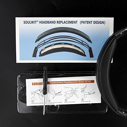 SOULWIT Replacement Headband Pad Kit for Bose QuietComfort 45 (QC45)/QuietComfort SE (QC SE) Headphones, Easy DIY Installation (Black)