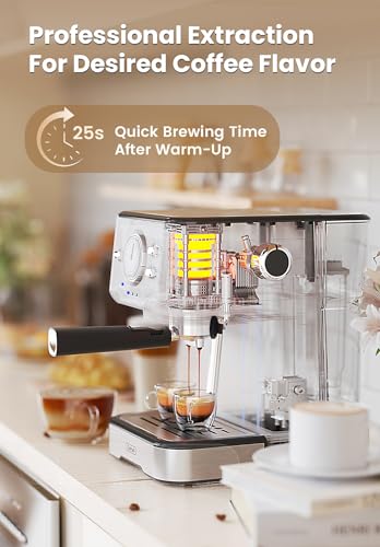 Gevi Espresso Machine High Pressure,compact espresso machines with Milk Frother Steam Wand,Professional Coffee,Cappuccino,Espresso,Latte,Macchiato Maker for home,espresso maker