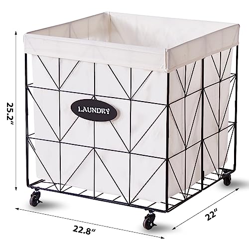 Wimarsbon Shelf Baskets,Storage Basket with wheels,Metal Frame Collapsible Storage Bins,Basket Boxes with Controllers are Easy to Move,Detachable Lined Storag Boxes for Home Organizers (210L-LD-Black)