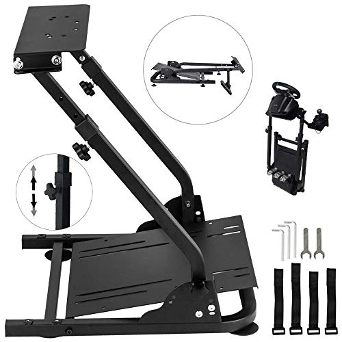 Hottoby Racing Steering Wheel Stand Foldable&Multi-level Adjustable Fit for Logitech/Thrustmaster G25,G923 G920,G29&T248 Easy Storage&Install Gaming Simulator Cockpit,No Wheel&Pedals