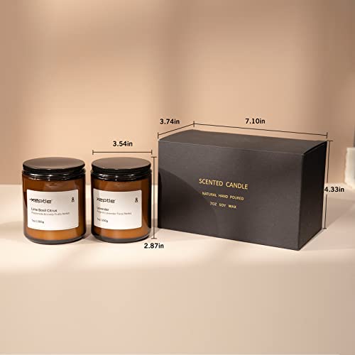 Scented Candles Gifts Set for Women 2 * 7.0 oz Aroma Candles Sets for Home Scented Over 100H Burning Amber Retro Jar Candle Ideal as A Congratulatory Gift-Lime Basil Citrus & Lavender