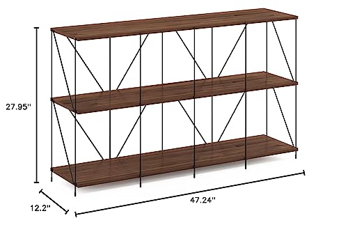 Furinno Besi 4 x 2 Multipurpose Shelf Display Rack with Metal Frame, Walnut Cove