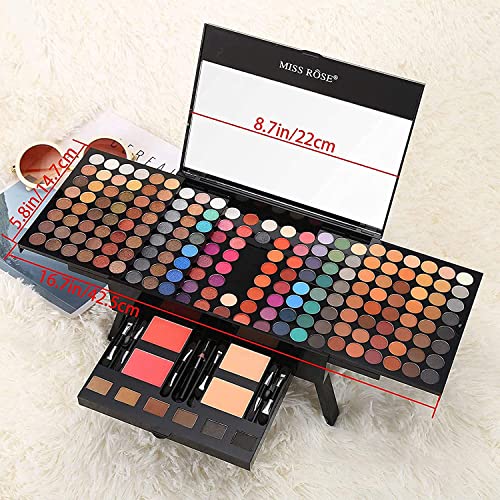 UNIFULL 190 Colors Makeup Pallet,Professional Makeup Kit for Women Full Kit,All in One Makeup Sets for Women&Beginner,include Eyeshadow,Lipstick,Compact Powder,Eyeliner,Glitter Powder,Concealer,makeup brush(004-Black)