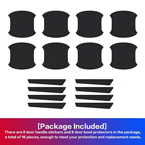 Reswish 16 Pieces Car Door Handle Scratch Protector,arbon Fiber Car Door Handle Paint Scratch Protector Sticker,Scratches Protective Films Side Sticker Scratches Car Door Protector (Carbon Fiber)