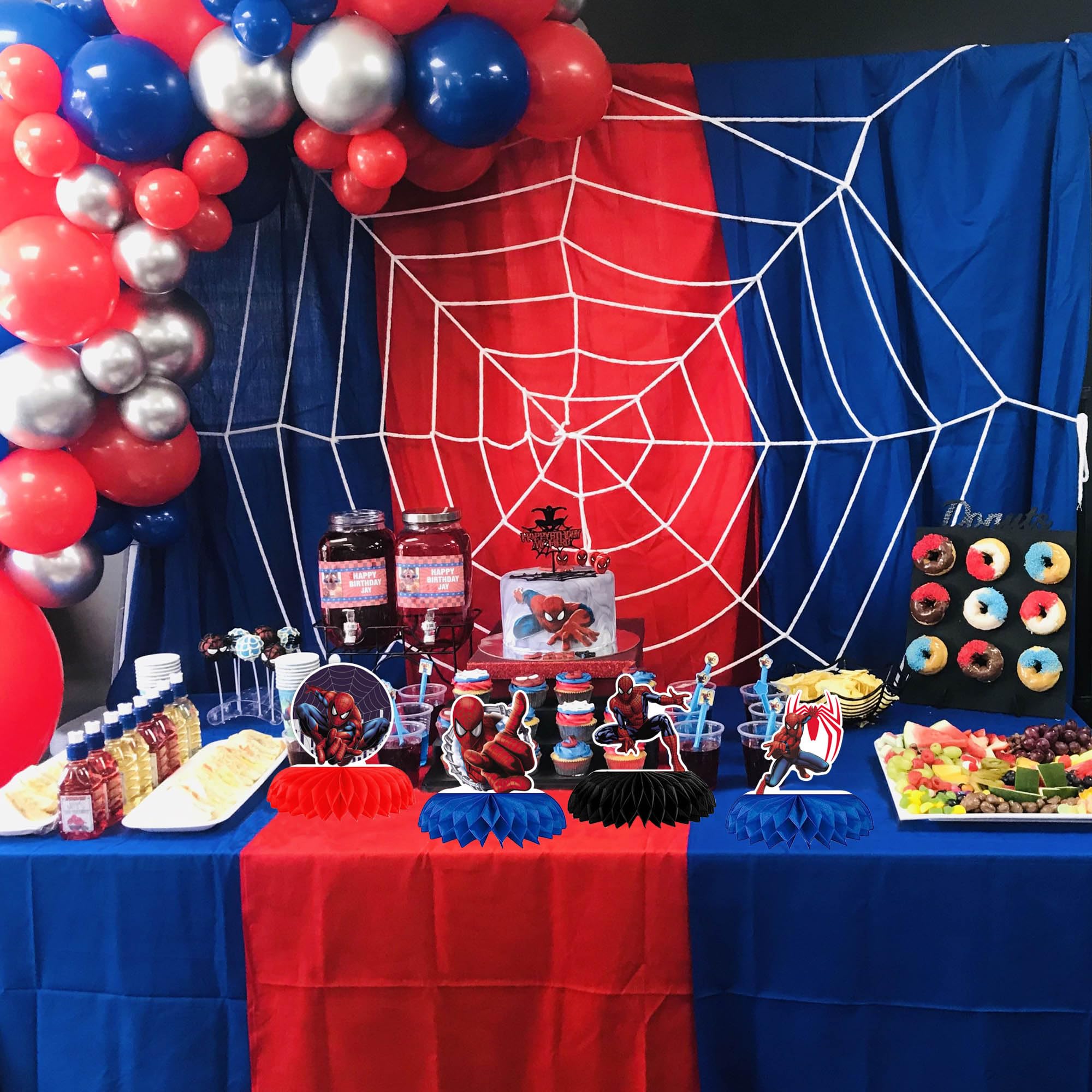 Spider Birthday Decorations, 9pcs Spider Honeycomb Centerpiece Table Decorations, 3D Double Side Birthday Decorations for Spider Birthday Table Topper Sign Decor