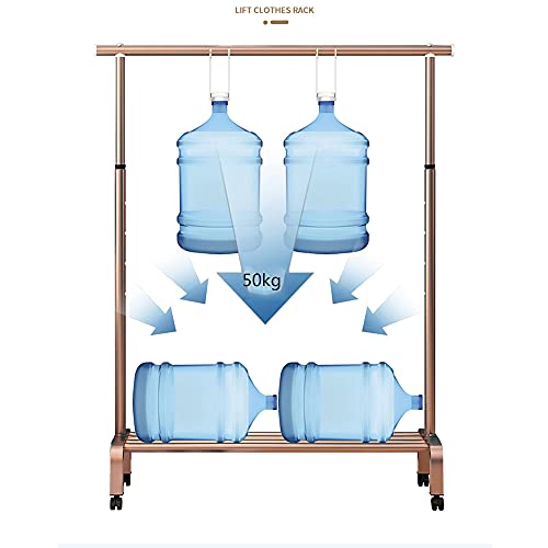 NEOCHY Heavy-Duty Hangers, Wrought Iron Clothing Display Racks, Liftable and Movable Drying Racks, Suitable for Dormitories, Women's Clothing Stores/Golden/100Cm