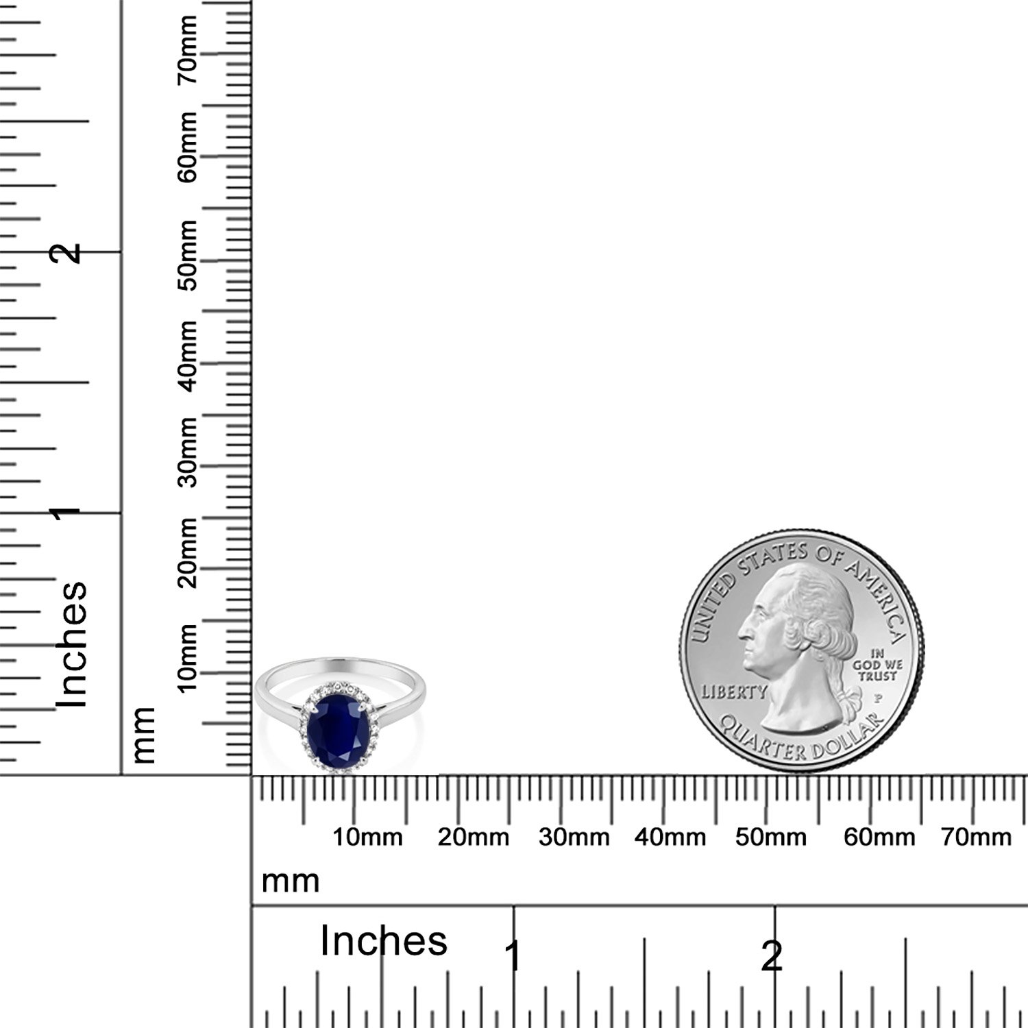 Gem Stone King 10K White Gold Blue Sapphire and Diamond Engagement Ring | 2.34 Cttw | Oval 9X7MM | Wedding Anniversary Promise Ring For Women | Gemstone Birthstone (Size 8)