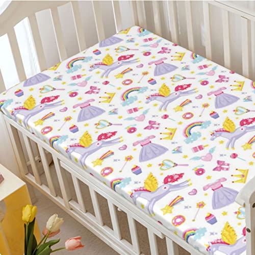 Rainbow Themed Fitted Crib Sheet,Standard Crib Mattress Fitted Sheet Soft and Breathable Bed Sheets-Great for Boy or Girl Room or Nursery,28β x52β,Multicolor
