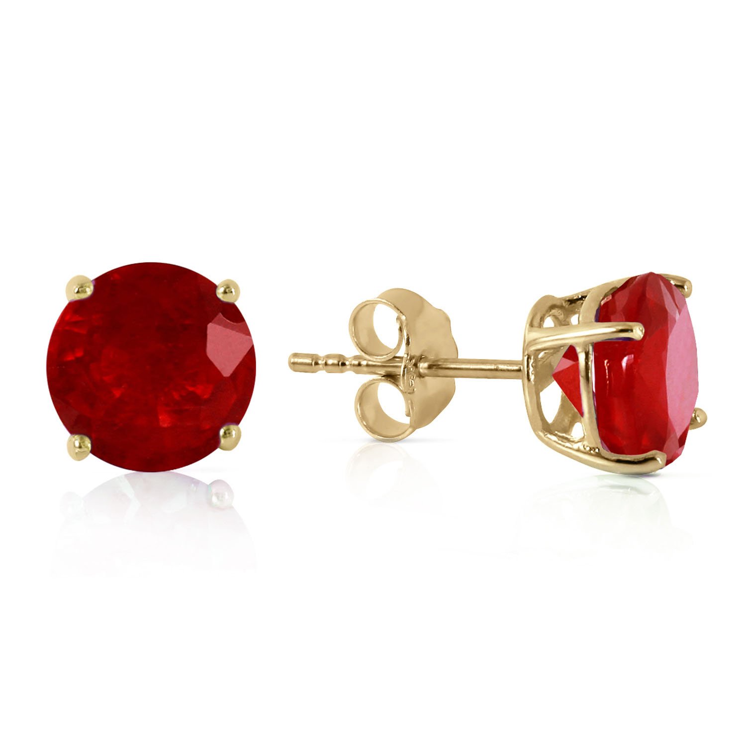 Galaxy Gold GG 14k Solid Yellow Gold Ruby Stud Earrings 3.5 ct s Ruby (yellow-gold)