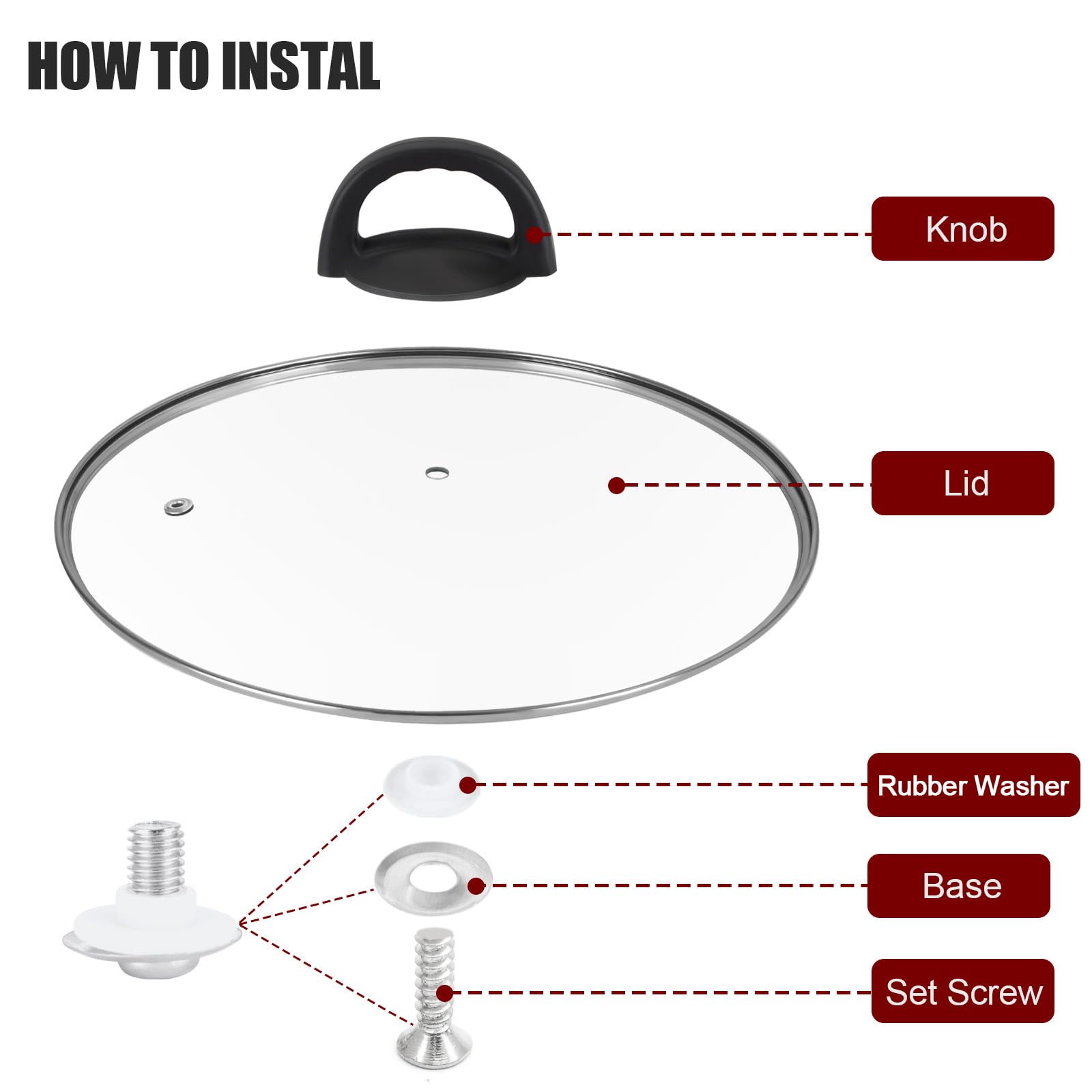 Tempered Glass Pan Lid, 10.5" Pot Lid with Heat Resistant Handle, Pan Cover for Frying Pan, Skillet, Cast Iron, Wok, Universal Cookware