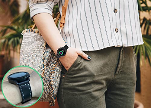 Olytop Galaxy Watch 5 Pro Bands 45mm, Galaxy Watch 6/4 Classic Band 47mm 46mm 43mm 42mm, Samsung Galaxy Watch 6/5/4/Acitve 2 Bands 44mm 40mm, 20mm Leather Wristband Replacement Strap Men, Black+Brown