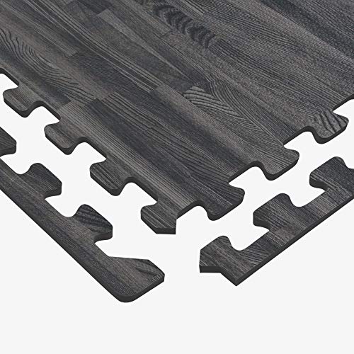Forest Floor 3/8 Inch Thick Printed Foam Tiles, Premium Wood Grain Interlocking Foam Floor Mats, Anti-Fatigue Flooring β Stylish Flooring Solution, Carbon, 100 Sq Ft