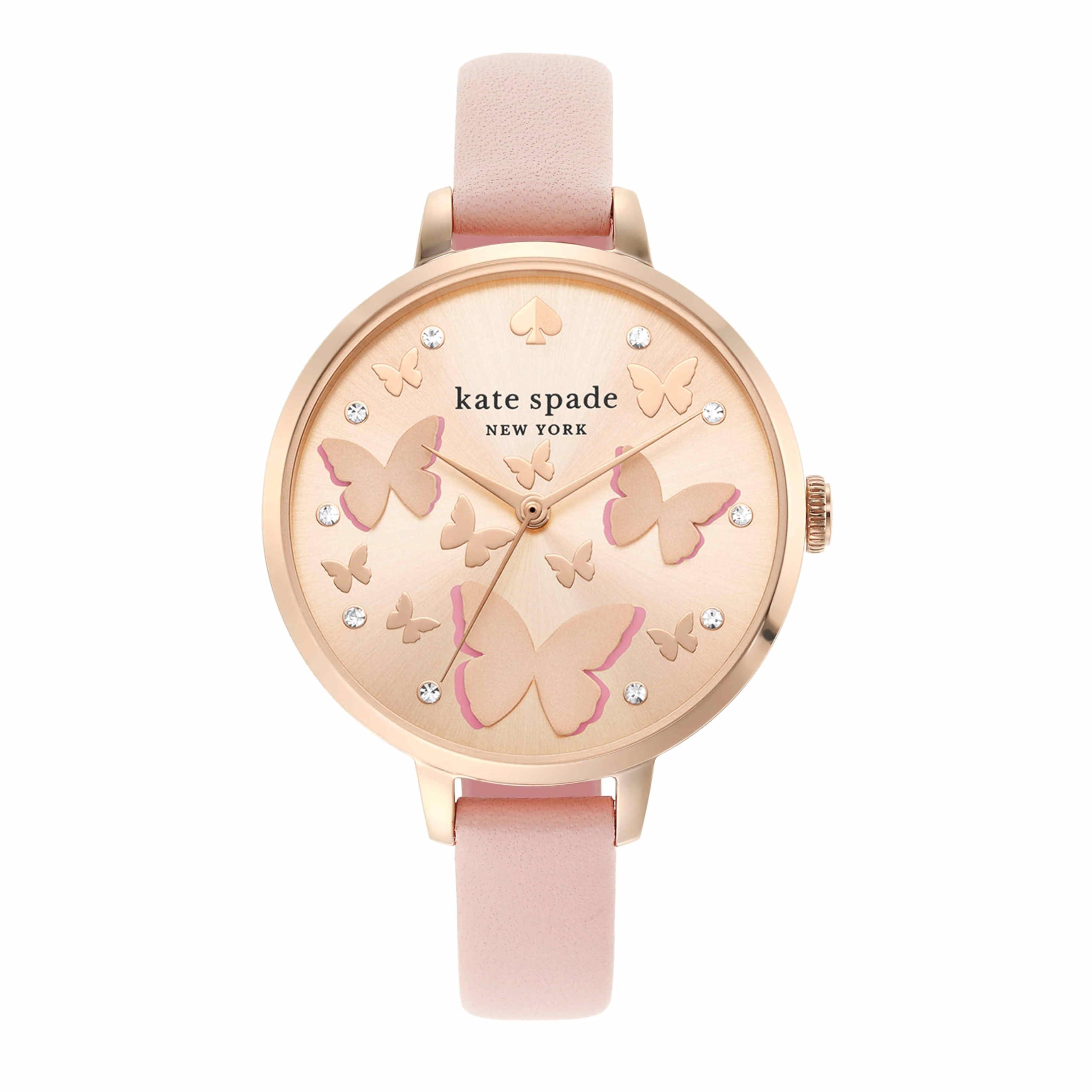 kate spade new york metro three-hand pink leather watch (Model: KSW1733)