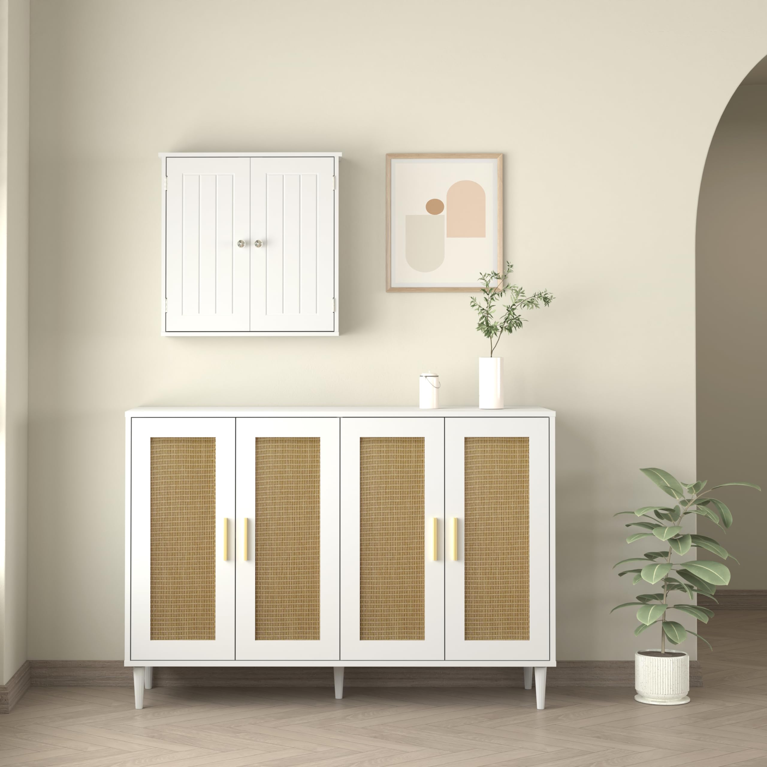YIJAMLIFE Bathroom Wall Cabinet Over Toilet,Small Medicine Cabinet for Bathroom Laundry Room Kitchen,Space Saver Storage Cabinet with 2 Door Adjustable Shelves White