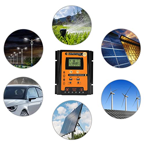 MPPT Solar Charge Controller, 12V/24V 30A/50A/70A Solar Panel Battery Regulator Charge Controller Dual USB LCD Display Solar Power Battery Controller