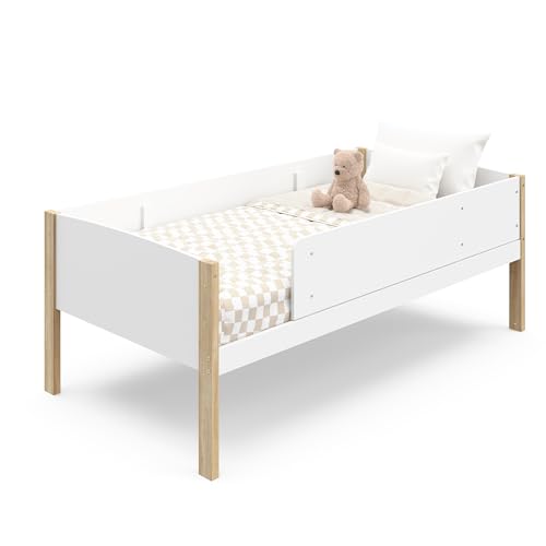 Storkcraft Next Delray Twin-Over-Twin Convertible Bunk Bed (White with Natural) – Modern, Stylish, 2-Tone Bunk Bed for Kids Bedroom