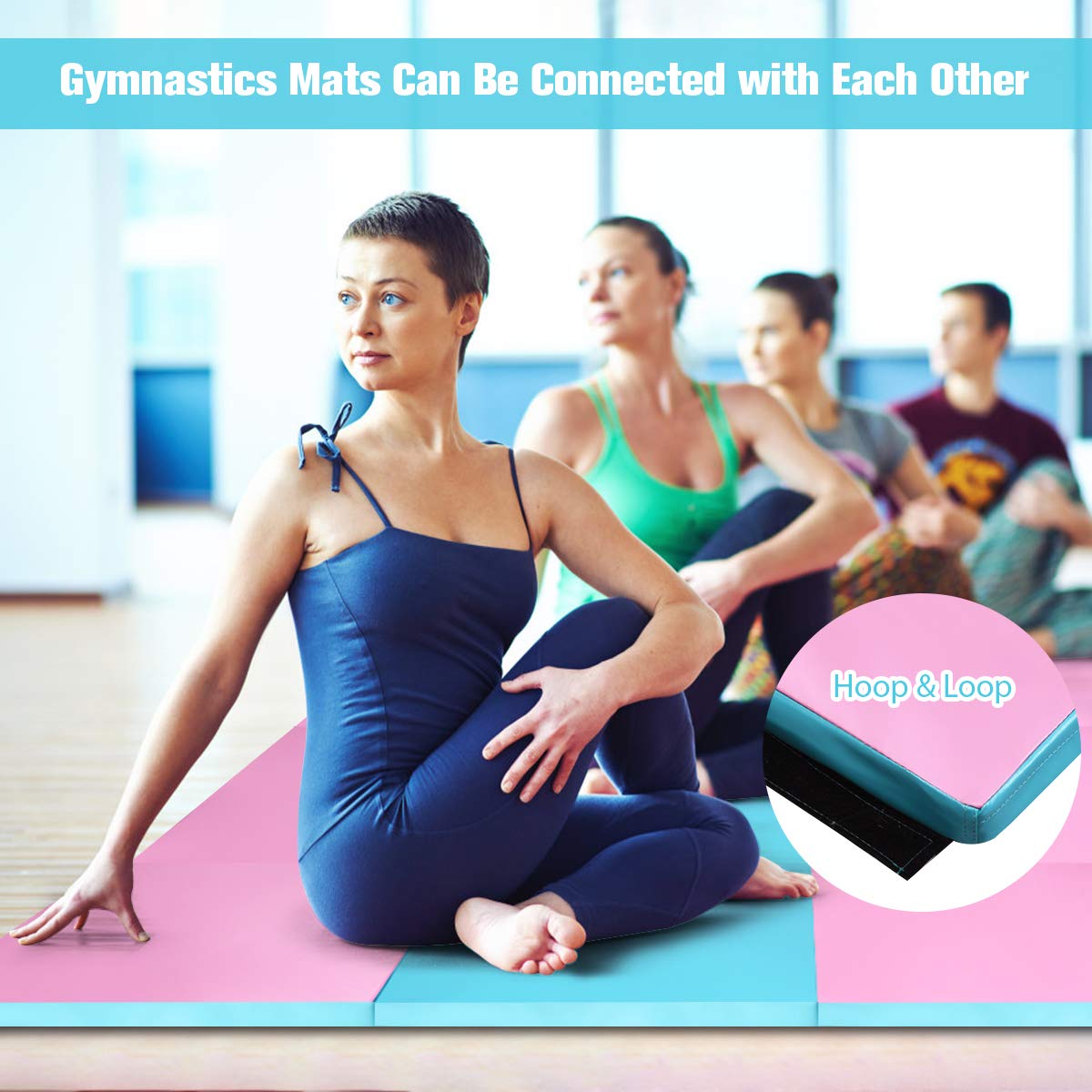 Giantex 4'x10'x2 Thick Gymnastics Mat, High Density Anti-Tear Folding Gymnastics Exercise Mats w/Carrying Handles, Hook and Loop Fastener