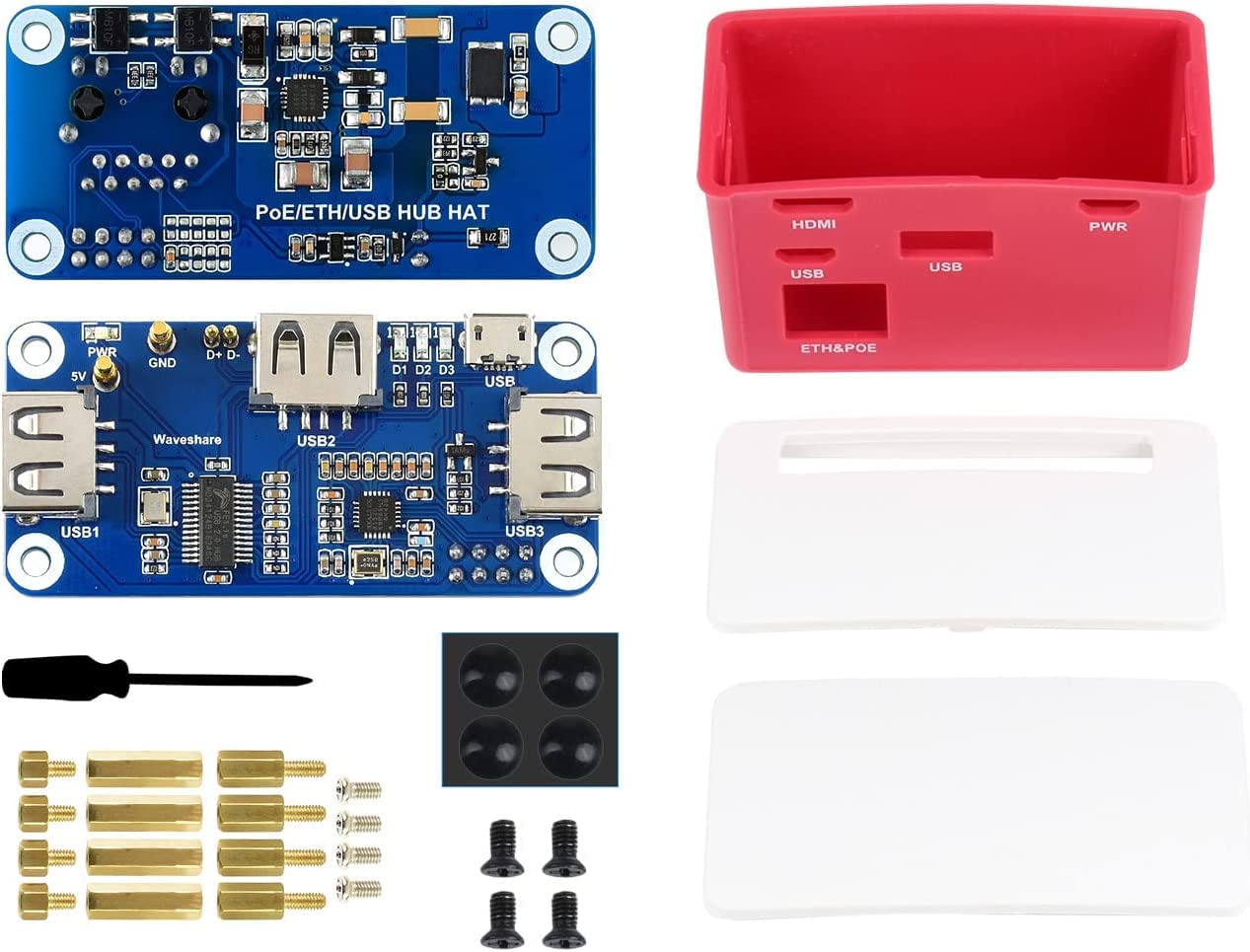 NGW-1pc PoE Ethernet/USB HUB Box for Raspberry Pi Zero Series 3X USB 2.0 Ports 802.3af-Compliant