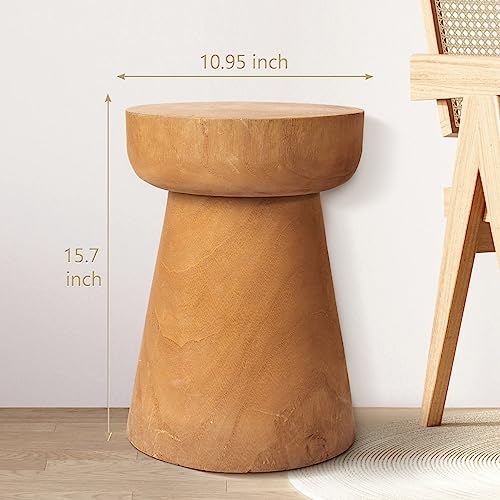 Uziass Wood Tree Stump Stool, 15" Wood Tree Stump Side Table Wooden Stump End Table Round Tree Stump Table Outdoor Stump Table Natural Decorative Garden Stools for Living Room Bedroom Patio Home Decor