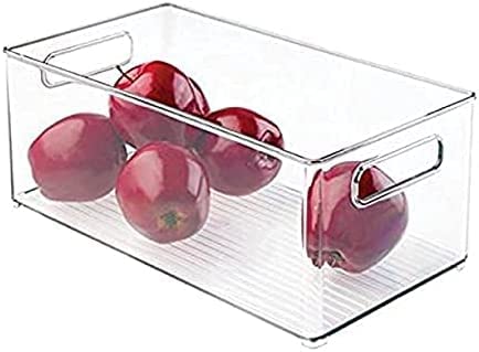Upgraded 6 x Clear Organizer Storage Bin with Handle Compatible with Kitchen I Best Compatible with Refrigerators, Cabinets & Food Pantry - 10" x 5" x 6"
