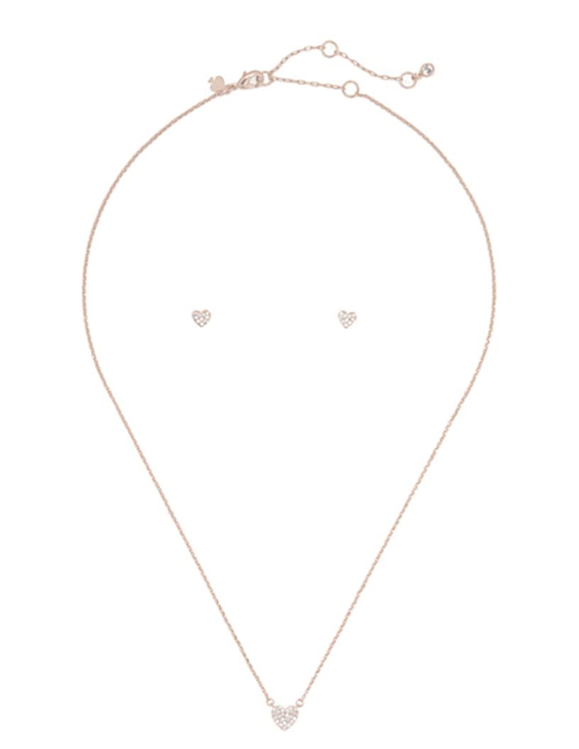 Kate Spade New York Yours Truly Pave Studs and Mini Pendant Necklace Set with Box