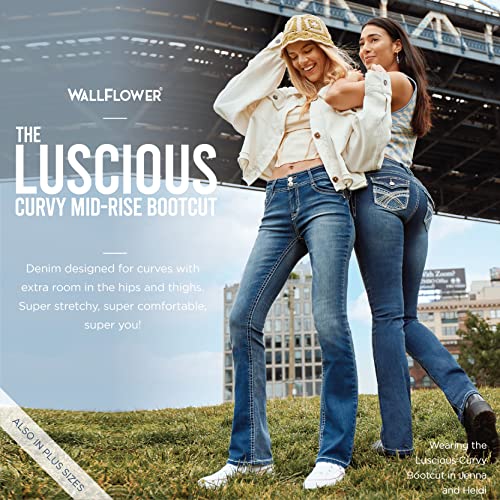 WallFlower Women's Luscious Curvy Bootcut Mid-Rise Insta Stretch Juniors Jeans (Standard and Plus), Jenna, 9
