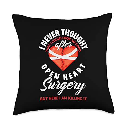 Open Heart Surgery Awareness Gifts Bypass Look So Good After Open Heart Surgery Throw Pillow, 18x18, Multicolor
