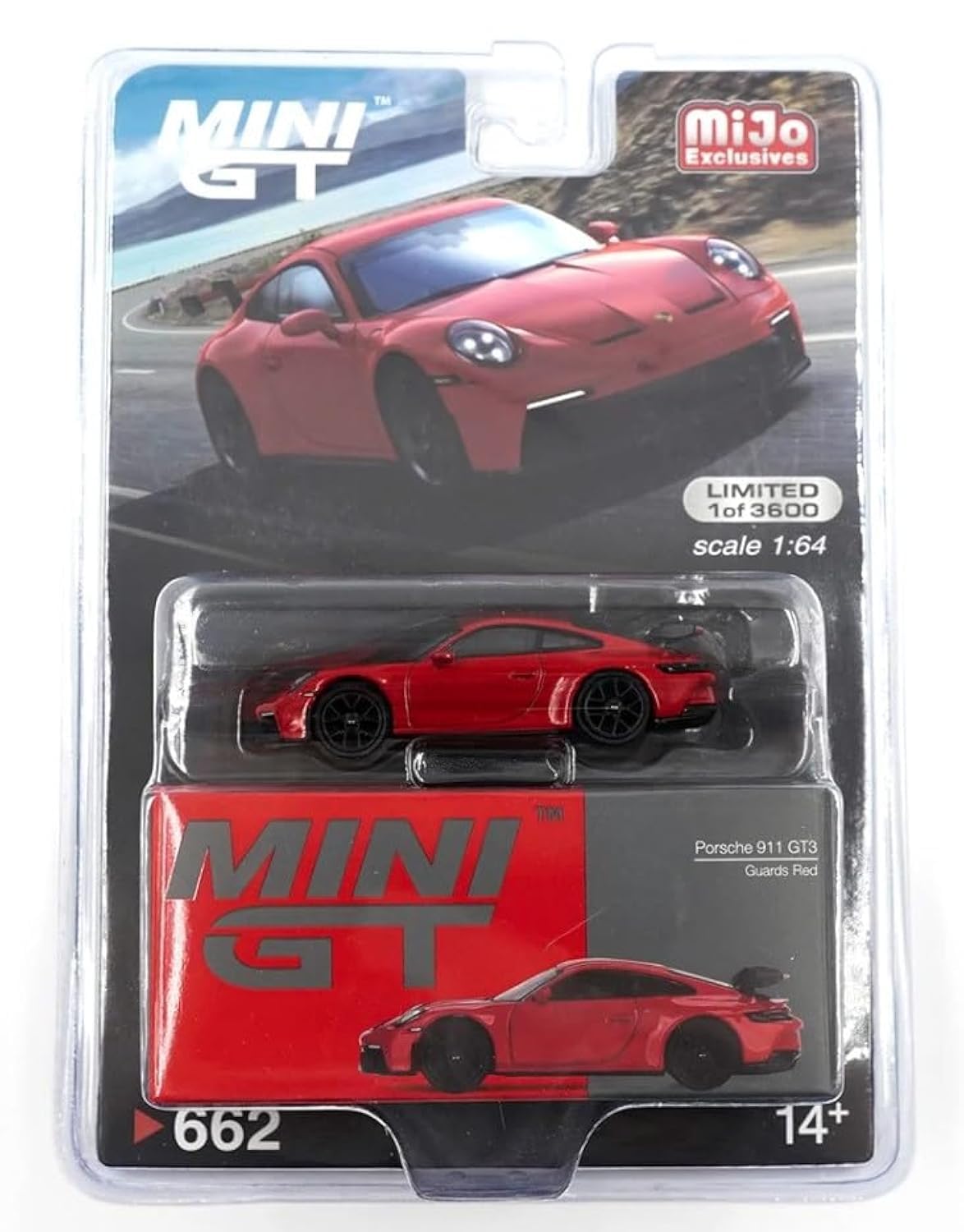 True Scale Miniatures Model Car Compatible with Porsche 911 (992) GT3 Guards Red 1/64 Diecast Model Car MGT00662
