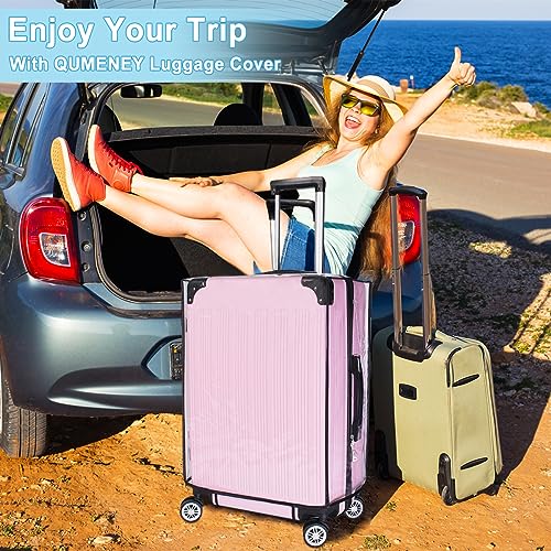 QUMENEY Clear Luggage Cover Protector Bag PVC Suitcase Cover Protectors Transparent Luggage Protector Waterproof Dustproof for Travel (20 Inch)