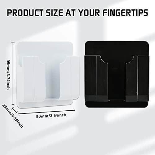 WZSANDS 4PCS Wall Mount Phone Holder with Adhesive, Phone Stand with Data Line Receiving Hole, Bed Side Shelf,Remote Control Stand, Use for Home,Office Black