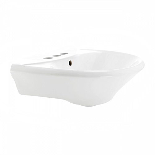 Ondine 16 inch Pedestal Sink β Compact White Sink with Overflow And Pre-Drilled Holes β Heavy Duty Grade A Vitreous China Built - Porcelain Scratch And Stain Resistant - Renovators Supply