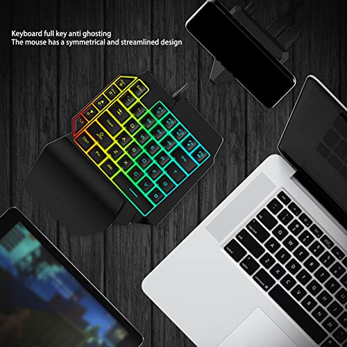 One Handed Keyboard Mouse Combo, 39 Keys Gaming Keyboard Ergonomic Design, 4 Level DPI Adjustable Mouse, RGB Color Backlit USB Keyboard Mouse Set for Work, Game