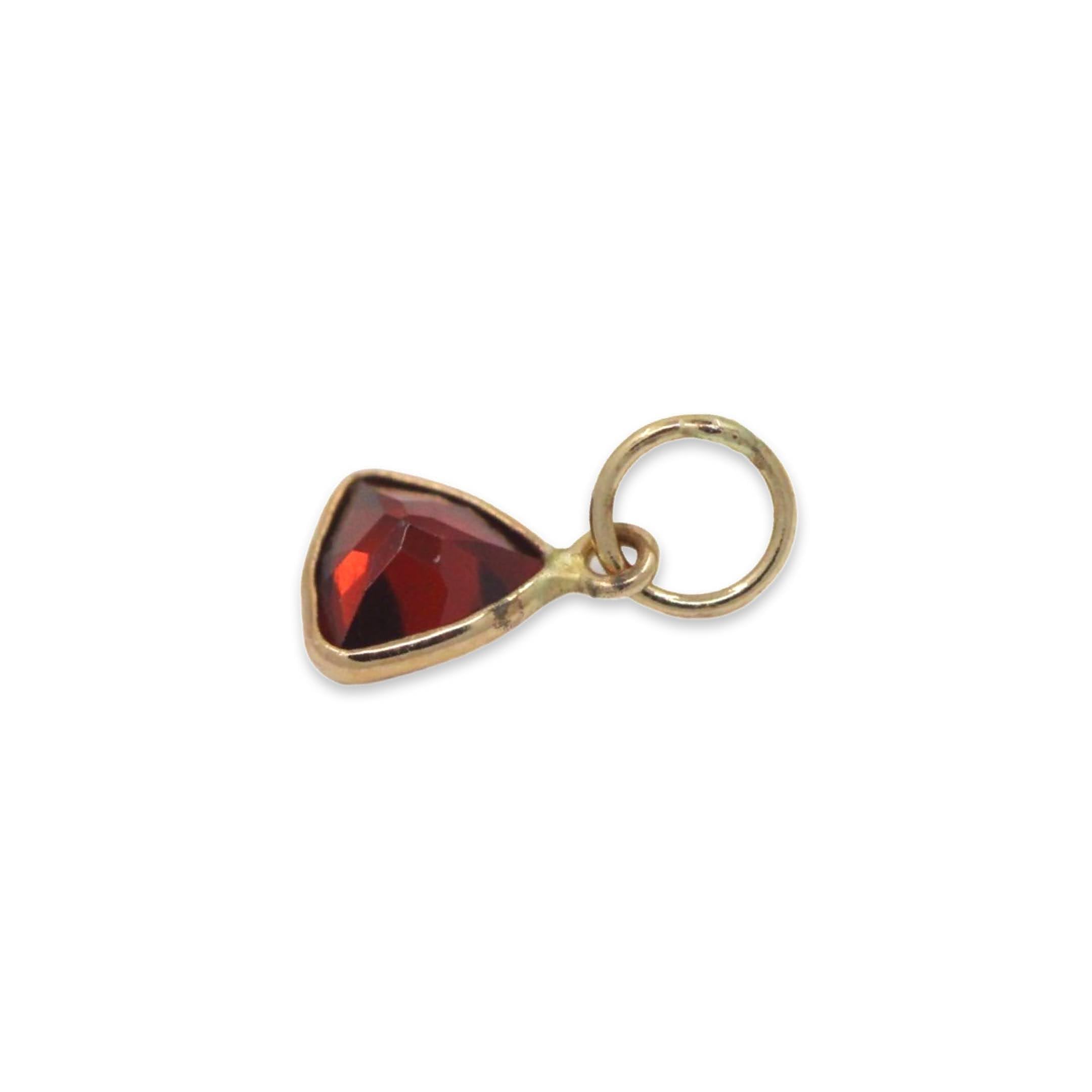 Garnet Charm 5mm Triangle-Shape Handmade In 14k Yellow Gold