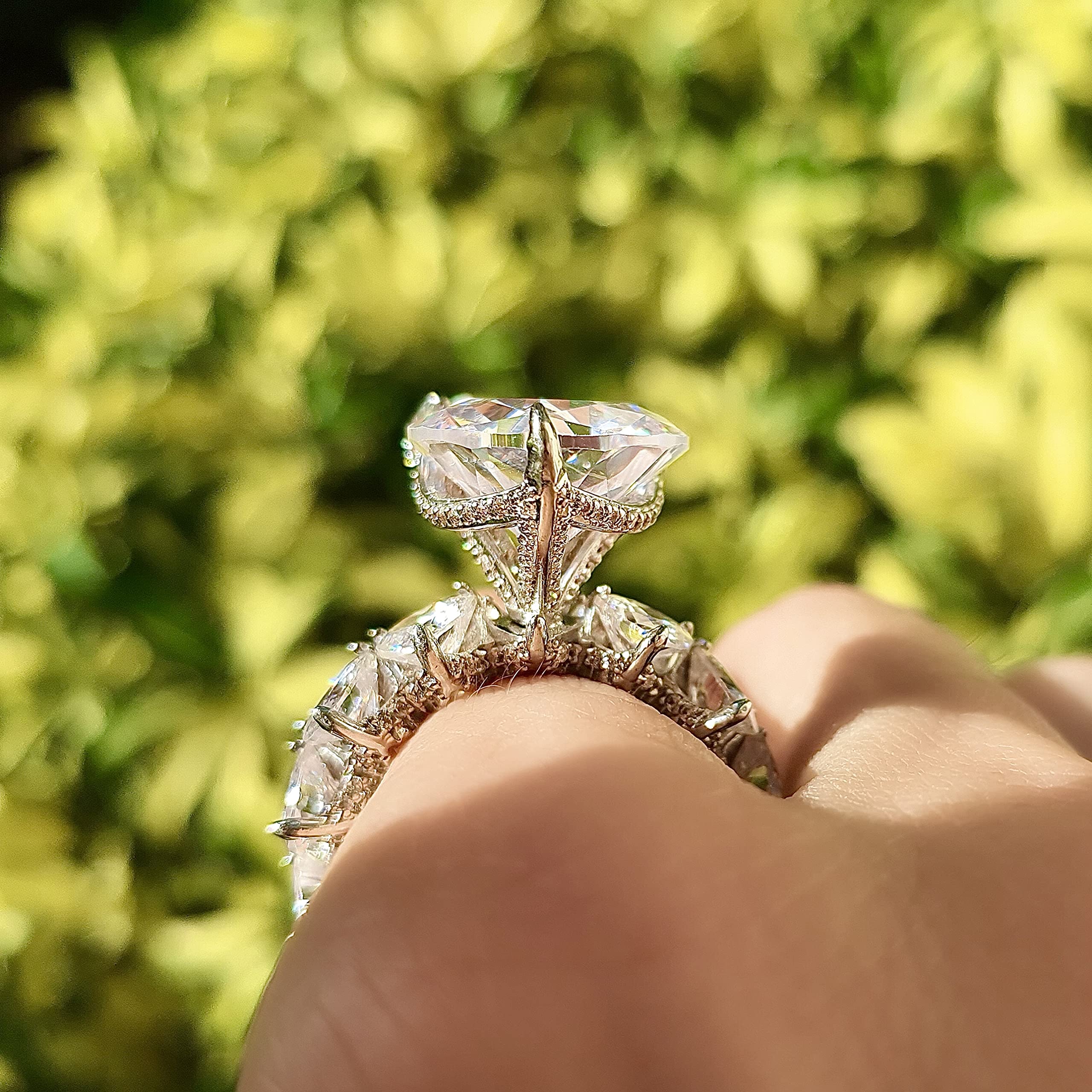Heart shaped 5K Cubic Zirconia Engagement Handmade Ring. Luxury Quality Fashion Diamond-like Solitaire Ring. Amulet Talisman Good Luck ring