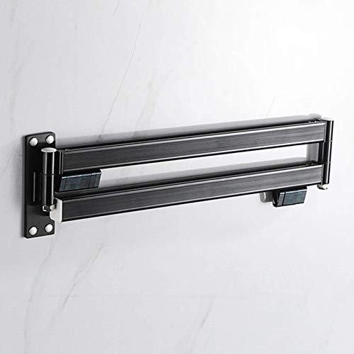Wall-Mounted Collapsible Clothes Pole Outdoor Balcony Multifunctional Clothes Hanger Invisible Folding Drying Hanger Adjustable(Color:Black,Size:52.5x8.4x18cm)