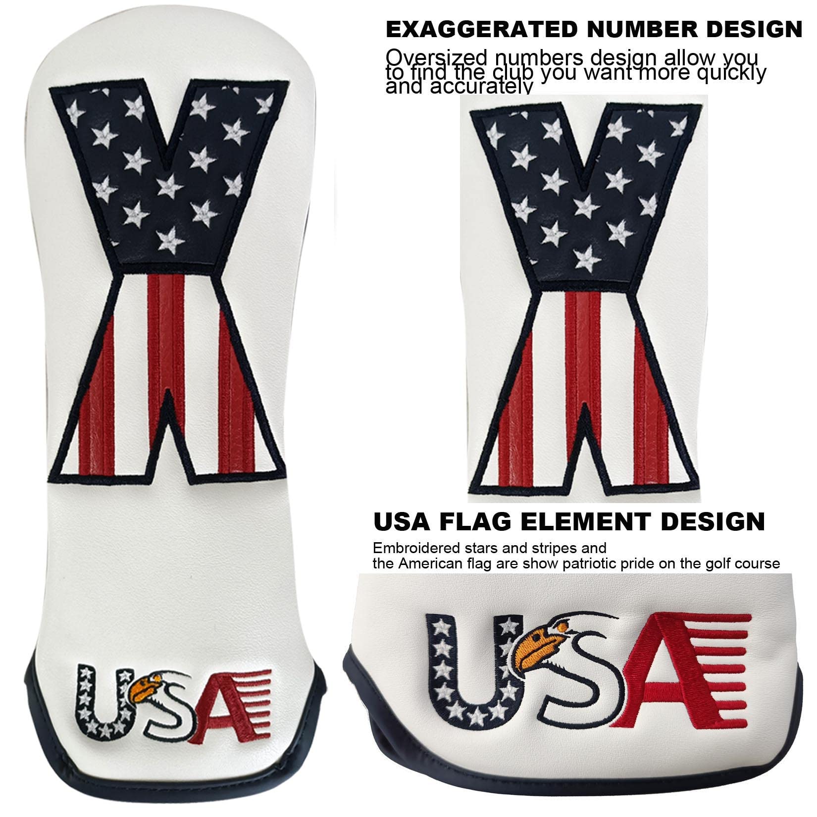 LAISUNTIM Golf Club Head Cover - USA Flag Golf Headcovers for Driver