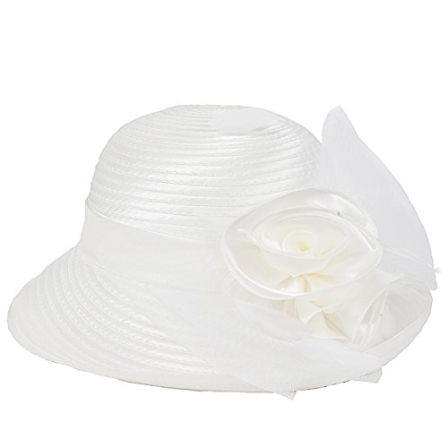 FORBUSITE Church Kentucky Dress Derby Hats for Women White