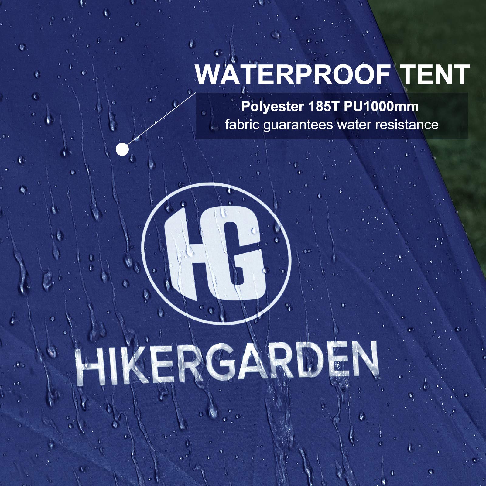 HIKERGARDEN 10 Person Tent for Camping Waterproof, Family Tent, Windproof Fabric, Easy Setup with Large Mesh for Ventilation, Double Layer and Divided Curtain