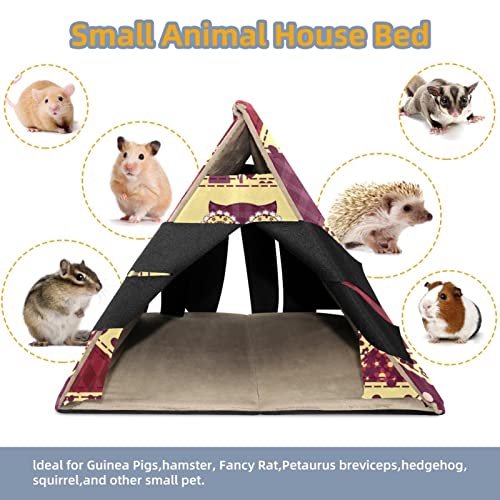 RATGDN Small Pet Hideout Owl Dots Pattern Hamster House Guinea Pig Playhouse for Dwarf Rabbits Hedgehogs Chinchillas