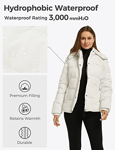 Wantdo Women's Plus Size Winter Coats Water-Resistant Puffer Jackets Beige 2XL