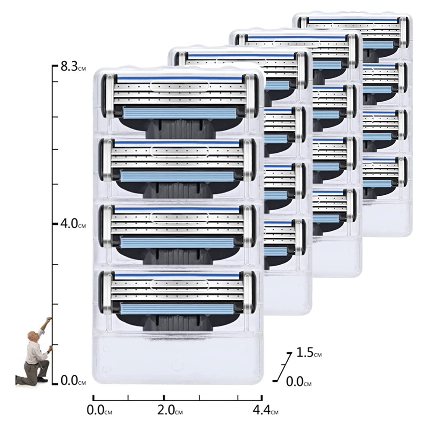 Razor Blades Refills, Manual Razor Blades Refills Men, Manual Razor Blades Replacement Blades, with Dual Lubrication - Precision Cut Stainless Steel Blades
