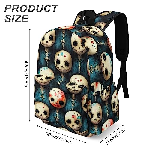 RIMENCH Lightweight Casual Laptop Backpack For Men And Women Halloween Cute Gothic Horror Voodoo Dolls Daily Use Backpack For College