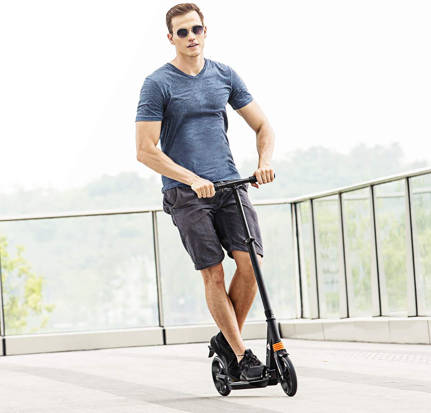 Hikole Scooters for Adults Teens, Kick Scooter with Adjustable Height Dual Suspension and Shoulder Strap 8 inches Big Wheels Scooter Smooth Ride Commuter Scooter Best Gift for Kids Age 10 Up
