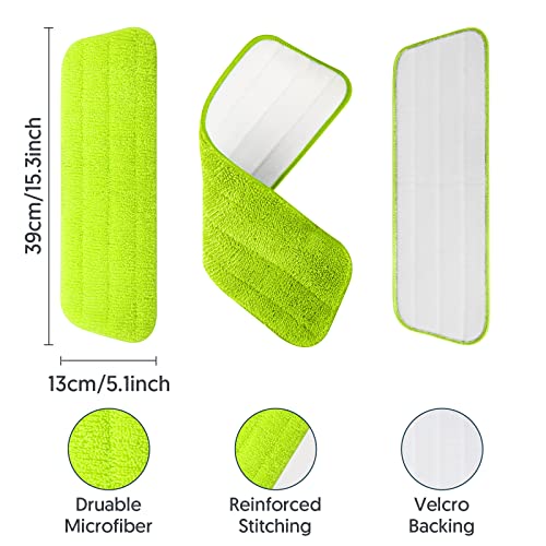 Spray Mop Pads Heads Replacement Compatible with Swiffer PowerMop - MEXERRIS Microfiber Wet Mops Refill Mop Cleaning Pads Floor Mop Pads Fit for All Spray Mops & Velcro Design Mops,7 Pcs/Set Green