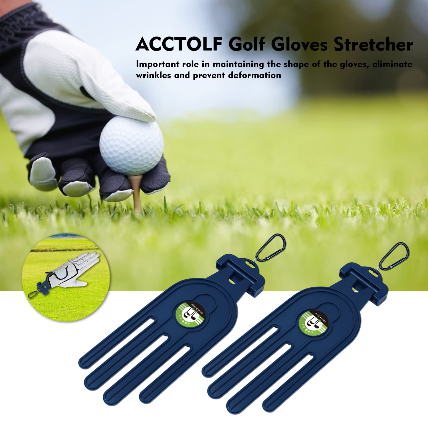 GUNPJONE Golf Glove Holder Stretcher, 2PCS Durable Glove Support Frame Dryer Shaper Tool Accessories for Sports Gloves Maintenance, Blue