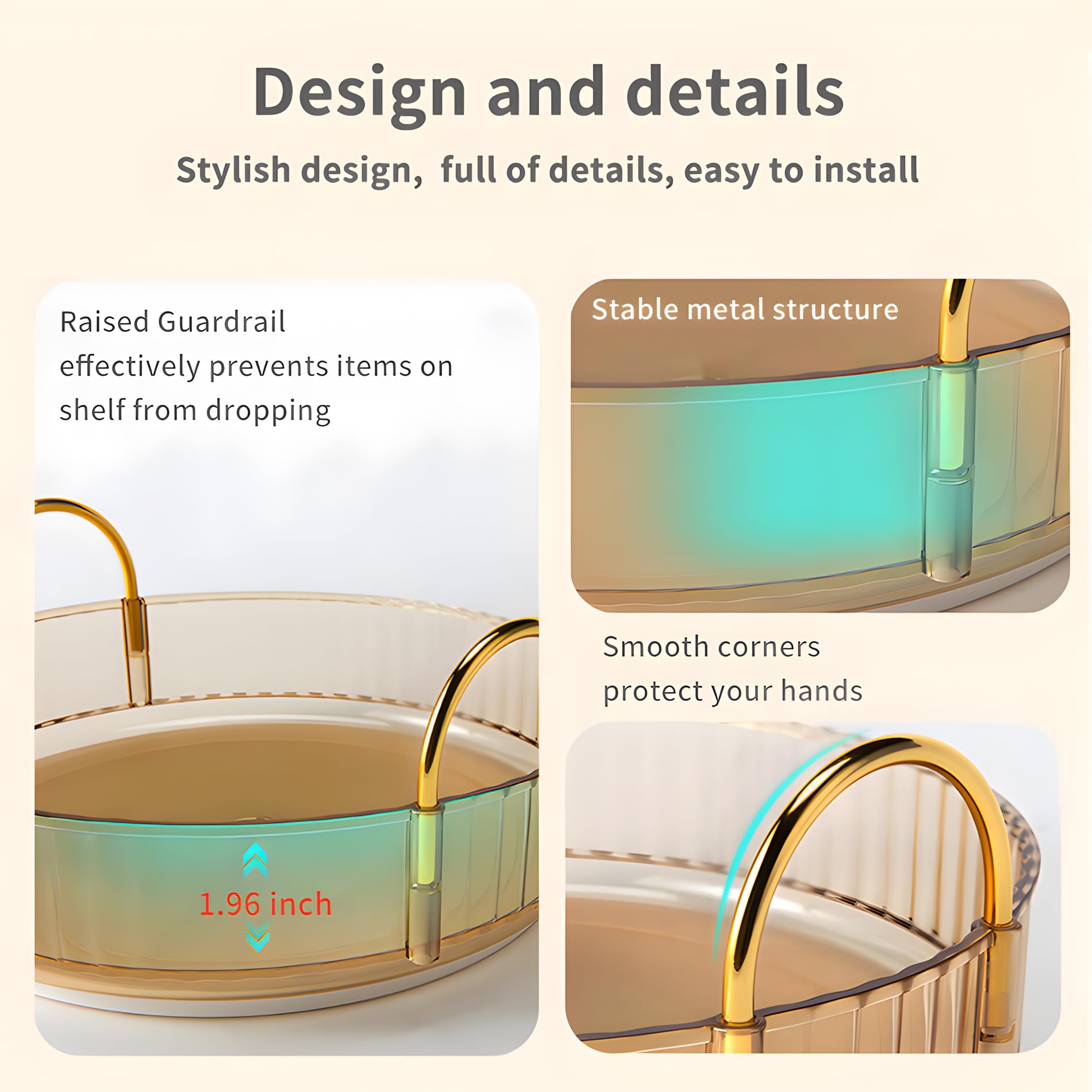 YJSMO 360-Degree Rotation Makeup Organizer Large Capacity Bathroom Countertop Organizer Countertop Perfume Tray for Cosmetic Storage Organizer Bathroom Shelf