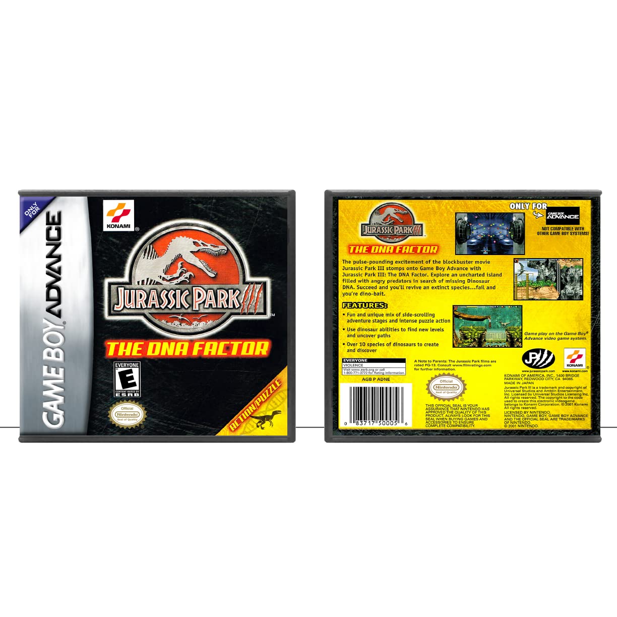 Jurassic Park III: The DNA Factor | (GBA) Game Boy Advance - Game Case Only - No Game