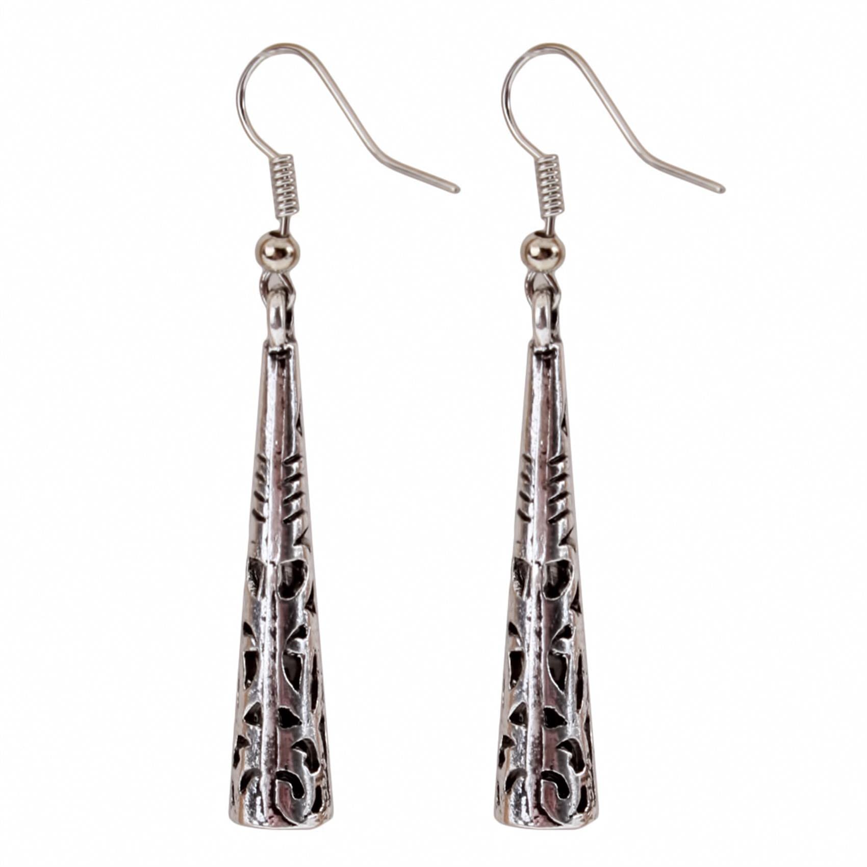 Guoshang Women Vintage Silver Boho Dangle Earrings Hollow Out Tribe Totem Ear Drop Earrings