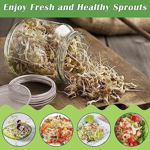Sprouting Kit, Sprouts Growing Kit with 4 Screen Sprout Lids, 2 Stands, Tray, Blackout Sleeve, Stickers and Brush for Bean, Broccoli, Alfalfa Sprouts (No Manson Jar)