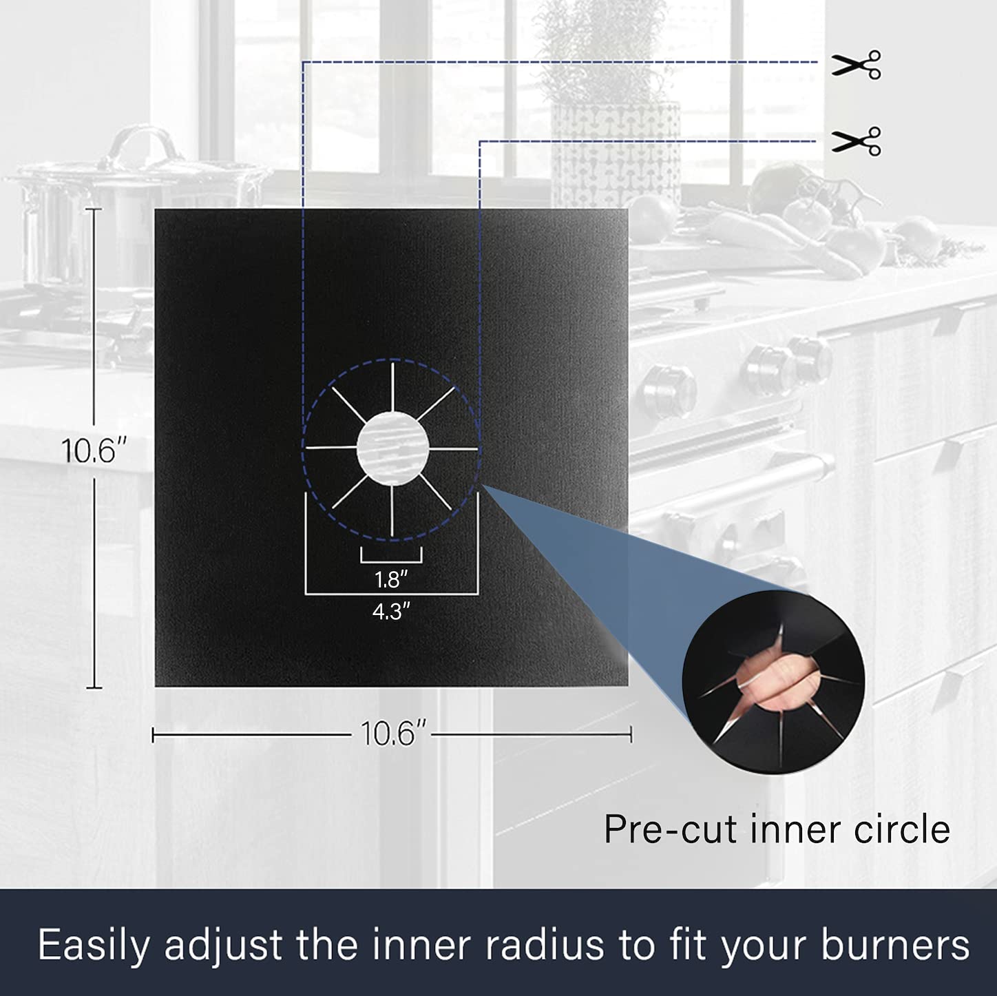 Gas Stove Burner Covers by Linda’s Essentials (10 Pack) - Extra Thick Non Stick Reusable Stove Top Covers for Gas Burners, Heat Resistant Gas Range Protectors Covers - Keeps Stovetop Clean